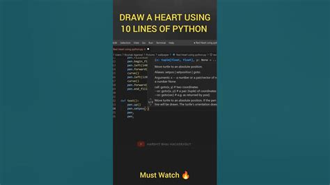 How To Impress A Girl Using Python 😍🔥 Draw A Heart ️ Using Turtle Shorts Python Youtube