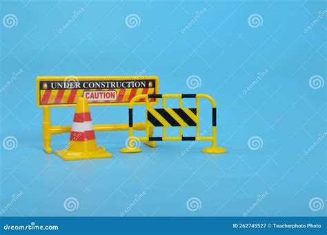 Traffic Road Repair Barriers Set With Text Under Construction Safety