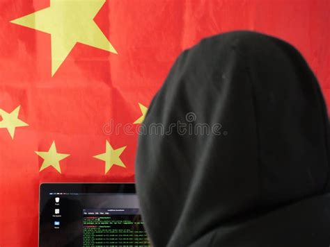 Blackhat Hacking Concept China Flag Background Stock Image Image Of