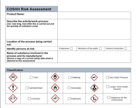 Coshh Risk Assessment Template Coshh Risk Assessment Checklist Control Of Substances