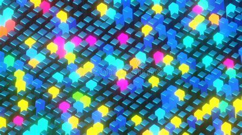 Animated Wave Moving Structure Of Deep Blue Cubes Looped 3d Render Motion Stock Video Video