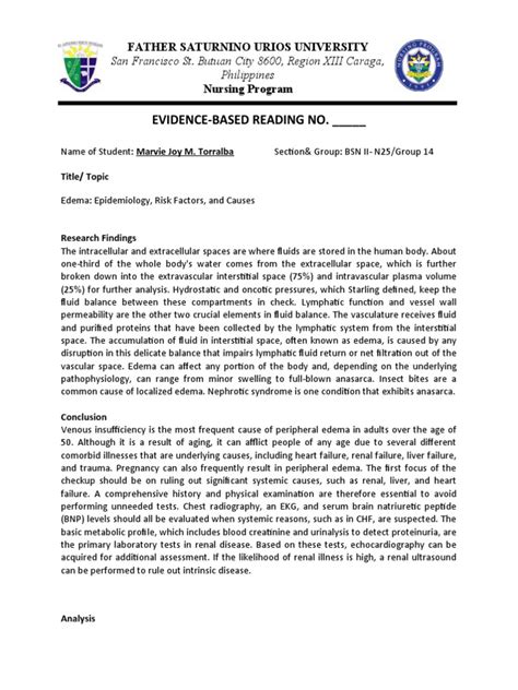 Evidence Based Reading Format Pdf Edema Angiology