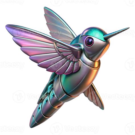 Celebrated Surreal Concept Art Style Isolated Cutout Of A Futuristic Robotic Hummingbird