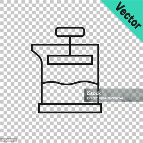 투명 한 배경에 격리 된 블랙 라인 프랑스 프레스 아이콘 벡터 검은색에 대한 스톡 벡터 아트 및 기타 이미지 검은색 단일 객체 드로잉 Istock
