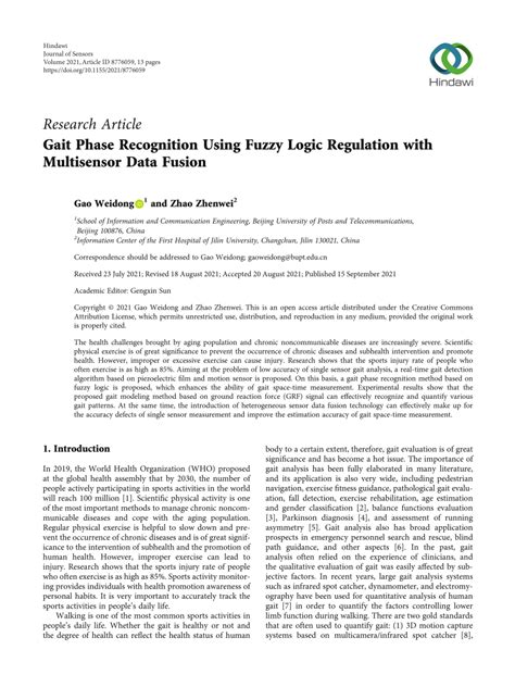 Pdf Gait Phase Recognition Using Fuzzy Logic Regulation With