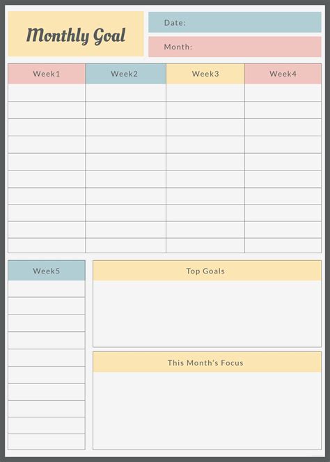 Monthly Goal Tracker Template