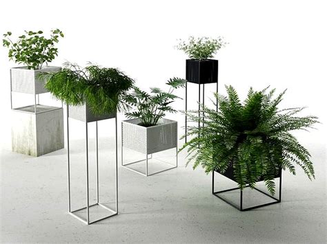 Perforated Box Planters With Plants 3d Model