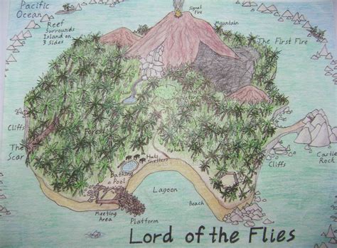 Map Of The Island In The Book Lord Of The Flies Printable Online