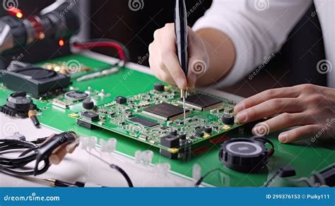 Quality Inspector An Individual Examining Electronics For Defects With