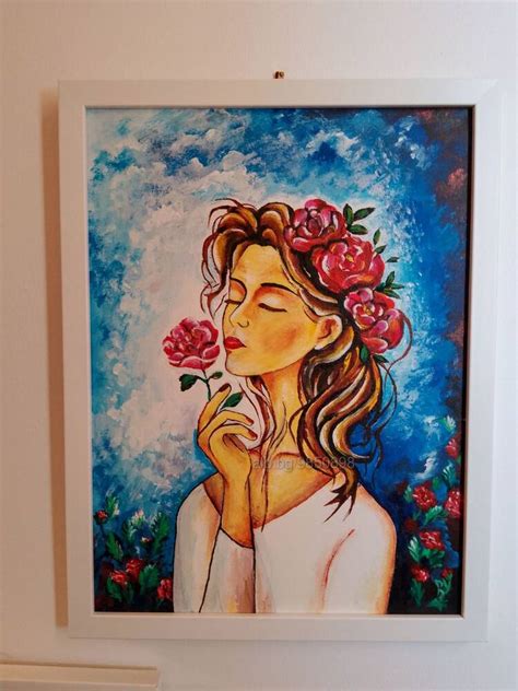 Аромат на рози абстрактна картина с цветя Картина с акрилни бои 30 Cm 40 Cm Платно кана