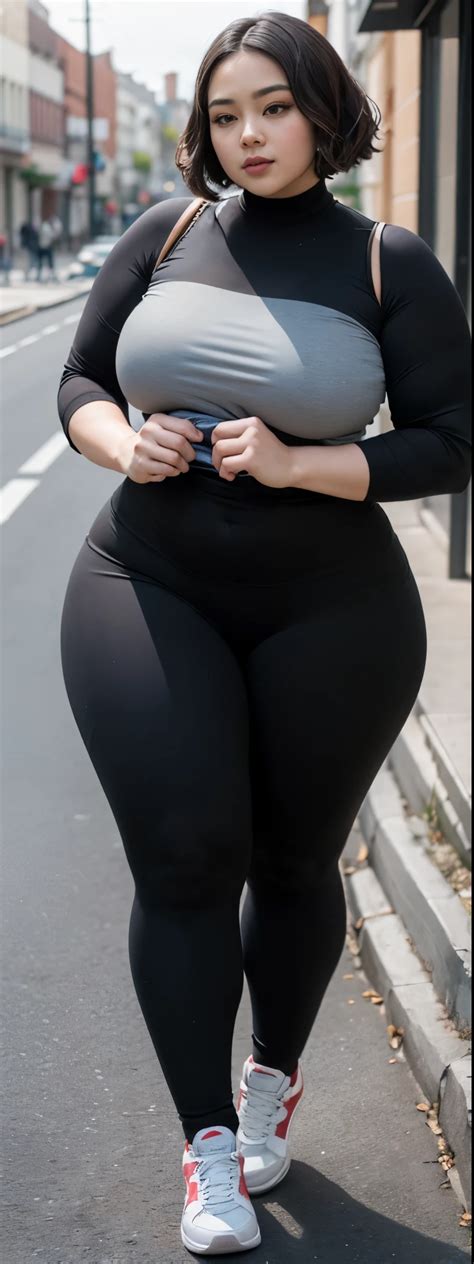 A Woman In A Black Top And Black Pants Standing On A Street Seaart Ai