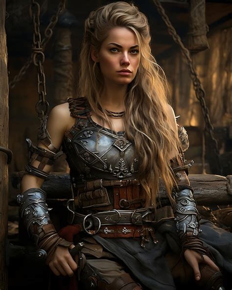 Premium Ai Image Illustration Of A Female Viking Warrior Merging The