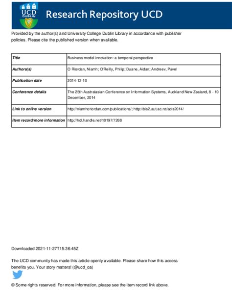 Pdf Business Model Innovation A Temporal Perspective
