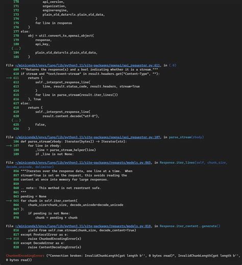 Getting Requests Exceptions ChunkedEncodingError When Using
