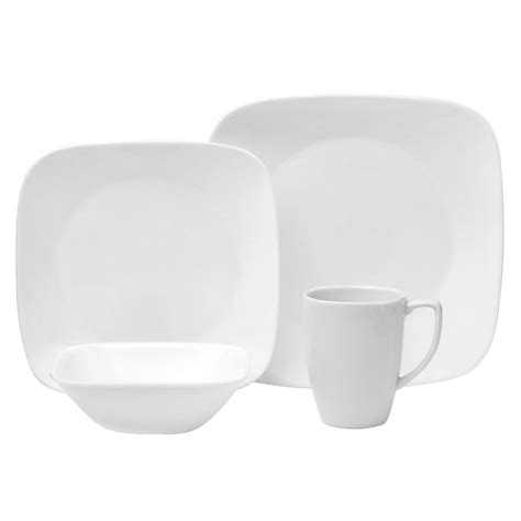 Corelle Pure White 16 Piece Square Dinnerware Set Simcartca