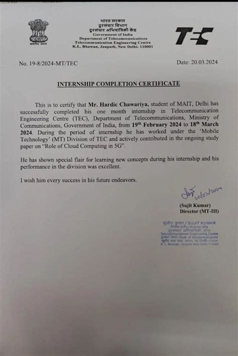 Hardic Chawariya On Linkedin Internshipcompletion Cloudintern Tecministryofcommunication