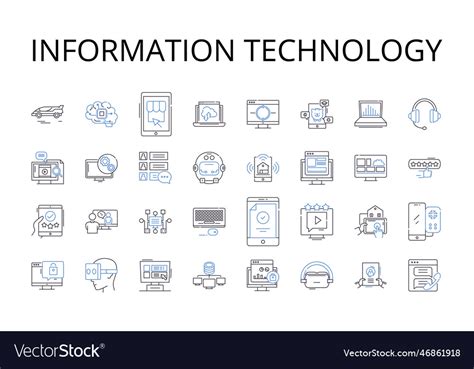 Information Technology Line Icons Collection Vector Image