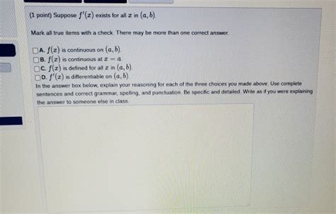 Solved Point Suppose F Exists For All I In A B Chegg Com