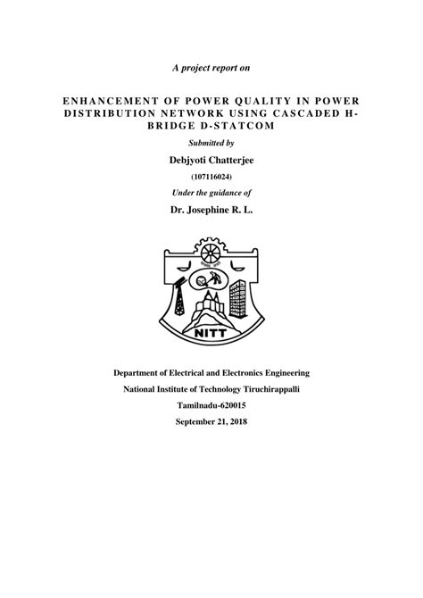 Pdf Enhancement Of Power Quality In Power Distribution Network Using