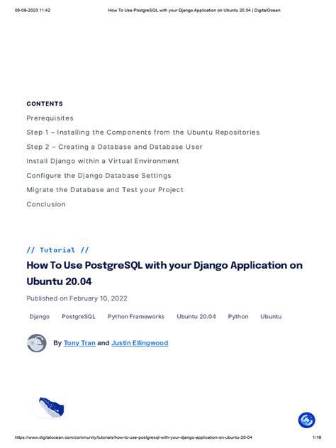 How To Use Postgresql With Your Django Application On Ubuntu 2004 Digitalocean Pdf