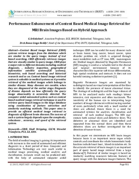 Irjet Performance Enhancement Of Content Based Medical Image Retrieval