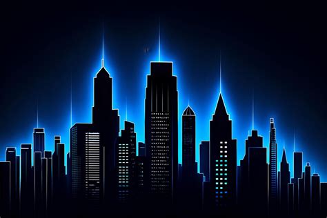 Minimalistic Neon City Skyline Wall Art Poster Etsy