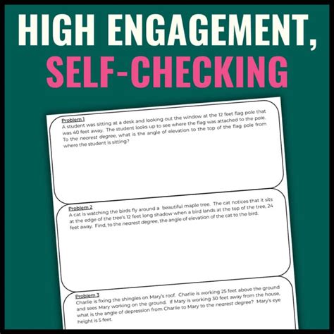 Right Triangle Sohcahtoa Trig Ratios Angles Activity Word Problems Set C