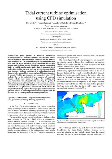 pdf tidal current turbine optimisation using cfd simulation