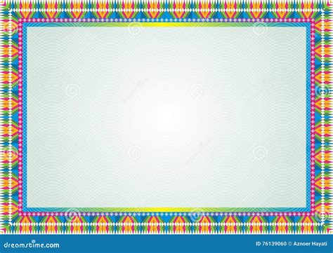 Colorful Frame Border For Certificate Template Stock Vector