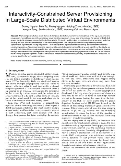 Pdf Interactivity Constrained Server Provisioning In Large Scale Distributed Virtual Environments