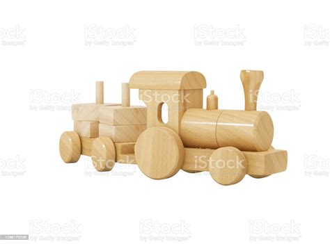 흰색 배경에 장난감 트레일러와 나무 아이 기차 3d 렌더링 그림자 목재 재료에 대한 스톡 사진 및 기타 이미지 목재 재료 완구류 기관차 Istock