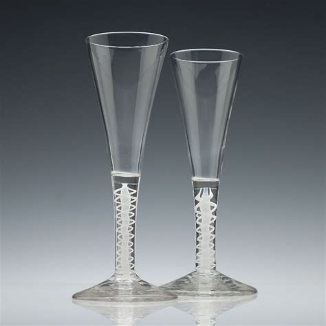 Pair Of Opaque Twist Champagne Glasses C1760 Drinking Glasses