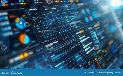 Data Visualization On A High Tech Digital Dashboard Stock Illustration