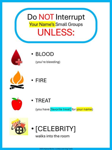 Do Not Interrupt Chart Aqua By Lovely Learning Tools Tpt