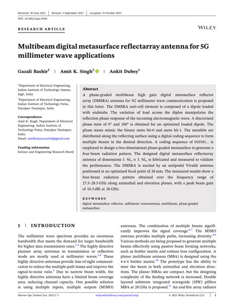 Multibeam Digital Metasurface Reflectarray Antenna For 5g Millimeter