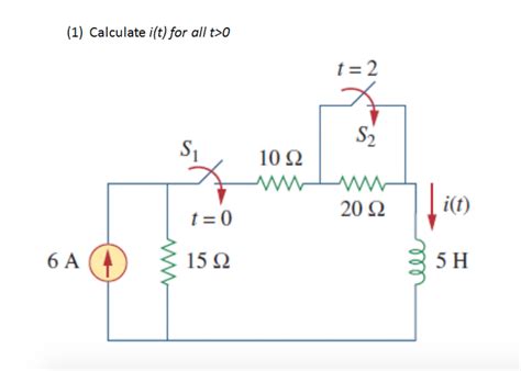 Solved 1 Calculate i t for all t o 10Ω t 0 6 A 5 H Chegg com