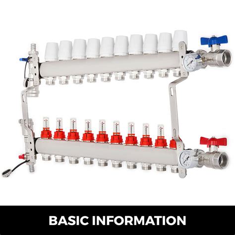 10 Branch Pex Radiant Floor Heating Manifold Set Stainless Steel For