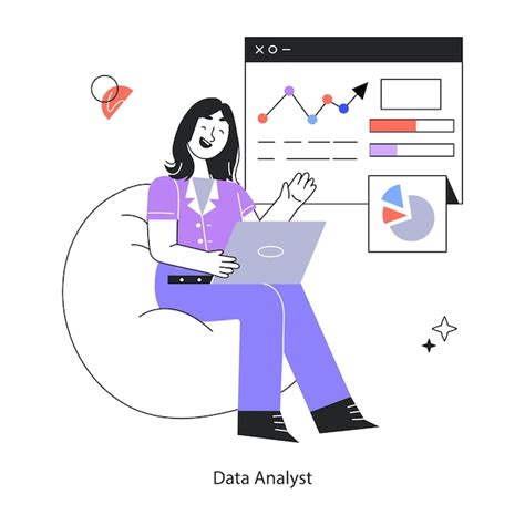 Premium Vector Heres A Linear Mini Illustration Of Data Analyst