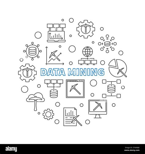 Data Mining Concept Vector Minimal Circular Illustration In Thin Line
