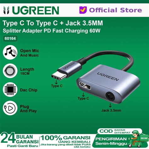 Jual Converter Splitter Ugreen Audio Type C To Jack Dual Jack Mm Shopee Indonesia
