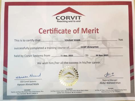 Yousaf Khan On Linkedin Successfully Getting Ccnp Enterprise Certificate From Corvit Systems