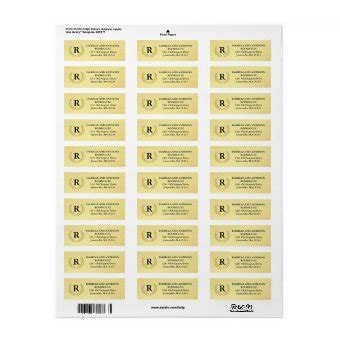 Elegant Gold Wreath Monogram Return Address Labels Zazzle