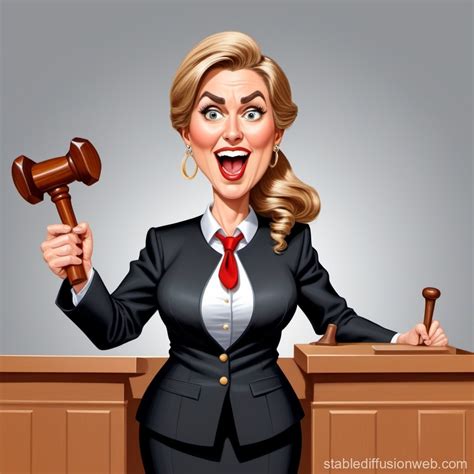 Female Judge Announcing Verdict With Gavel Stable Diffusion Online
