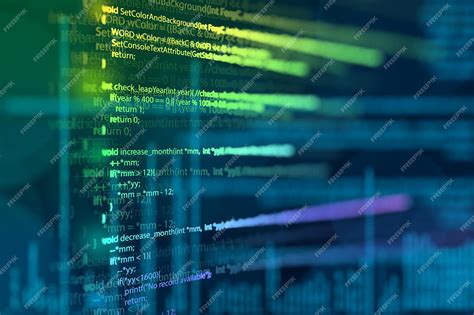 프로그래밍 코드 화면 개발자의 추상 현대 기술입니다 C 프로그래밍 언어 컴퓨터 스크립트 및 소프트웨어의 기술 배경 프리미엄 사진