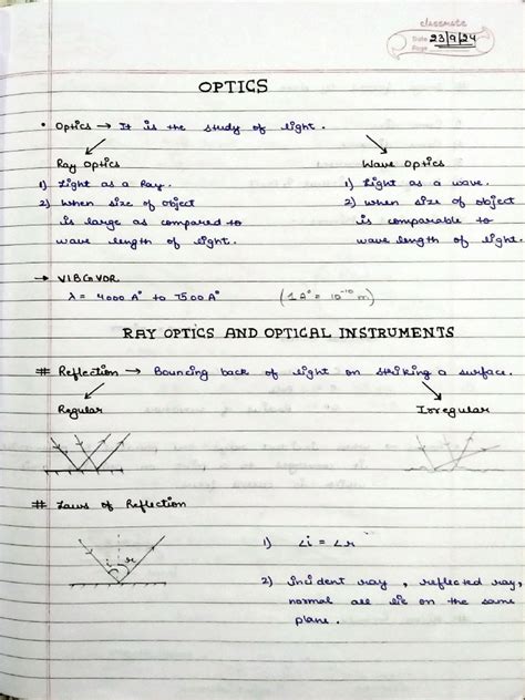 Ray Optics Notes Pdf