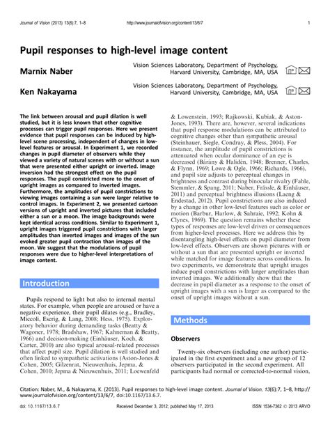 Pdf Pupil Responses To High Level Image Content