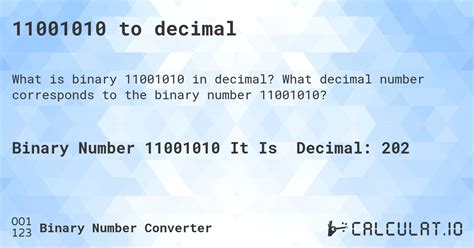 11001010 To Decimal Calculatio
