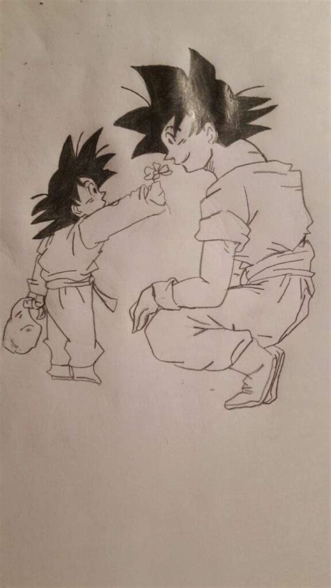 A Cute Drawing Of Goku And Goten Dragonballz Amino