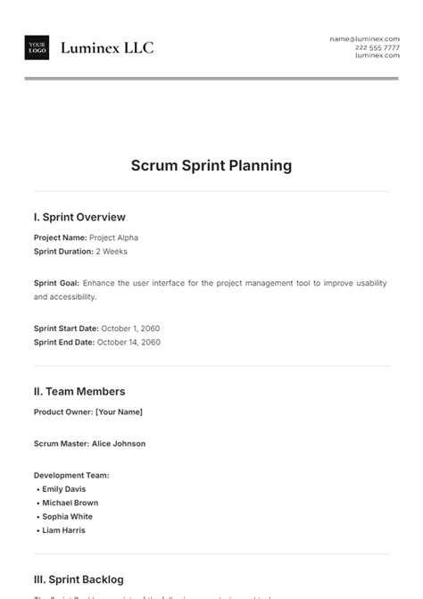 Free Scrum Sprint Planning Template To Edit Online Free Scrum Sprint Planning Template To Edit Online