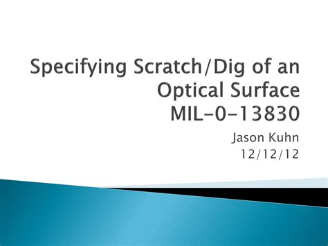 Specifying Scratchdig Of An Optical Surface Mil 0